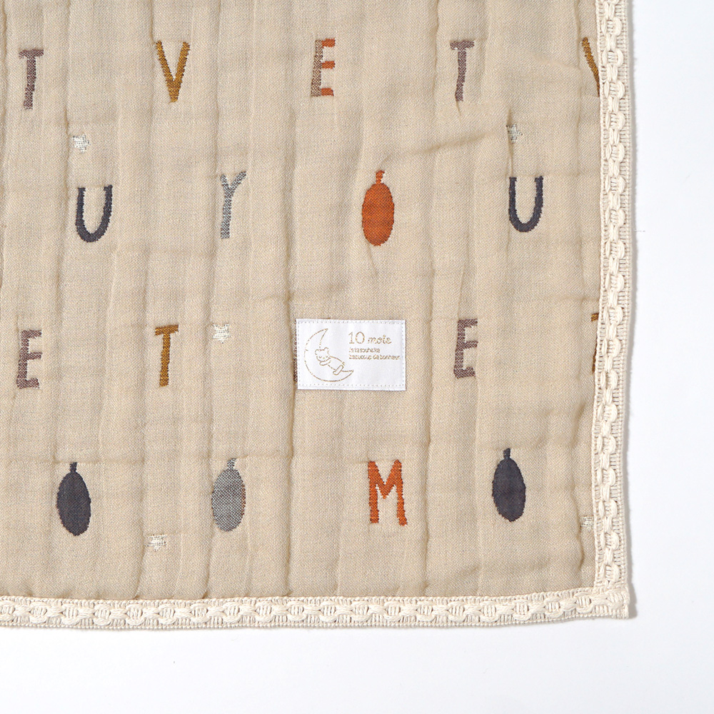 星辰字母羊毛六層紗被 M 米色