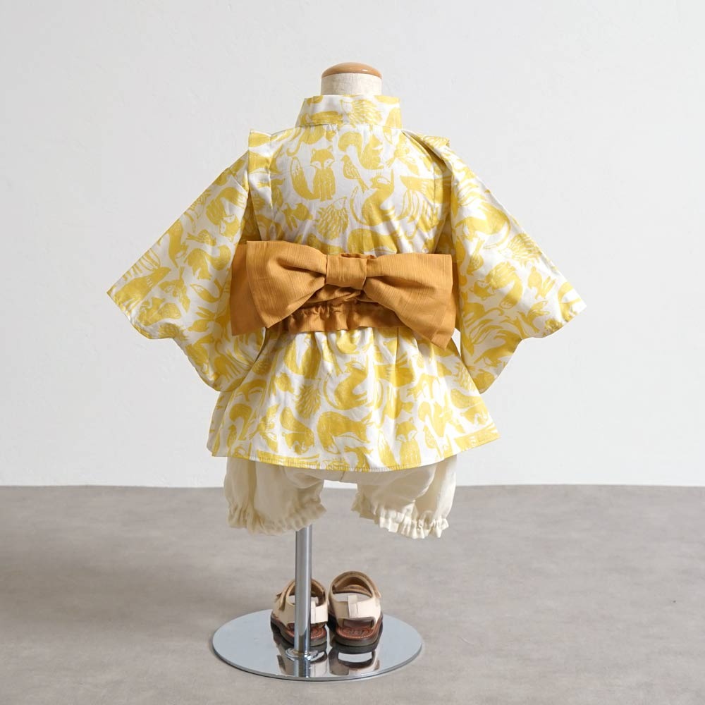 稻禾狐狸浴衣套裝-短 (檸檬黃)